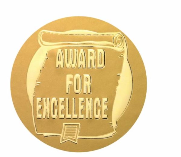 Metallic Embossed 'Award For Excellence' Sticker - School Merit Stickers