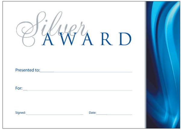 Silver Award Certificate - School Merit Stickers