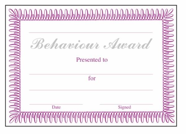 Behaviour Award' Classic Certificate - School Merit Stickers