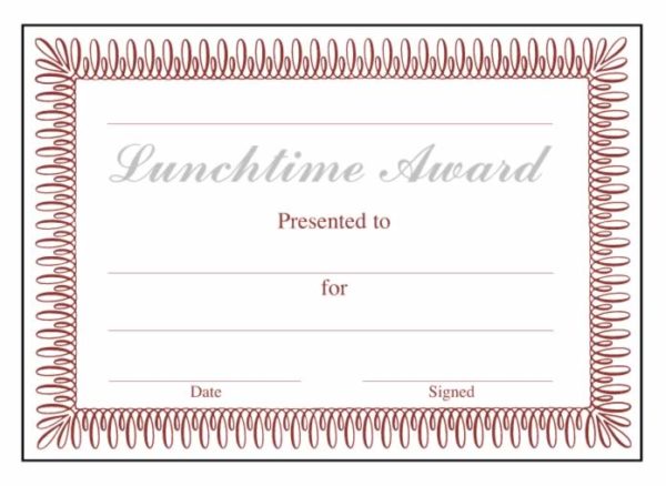 Lunchtime Award' Classic Certificate - School Merit Stickers