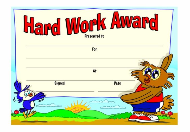 Hard Work Award' Certificate - School Merit Stickers