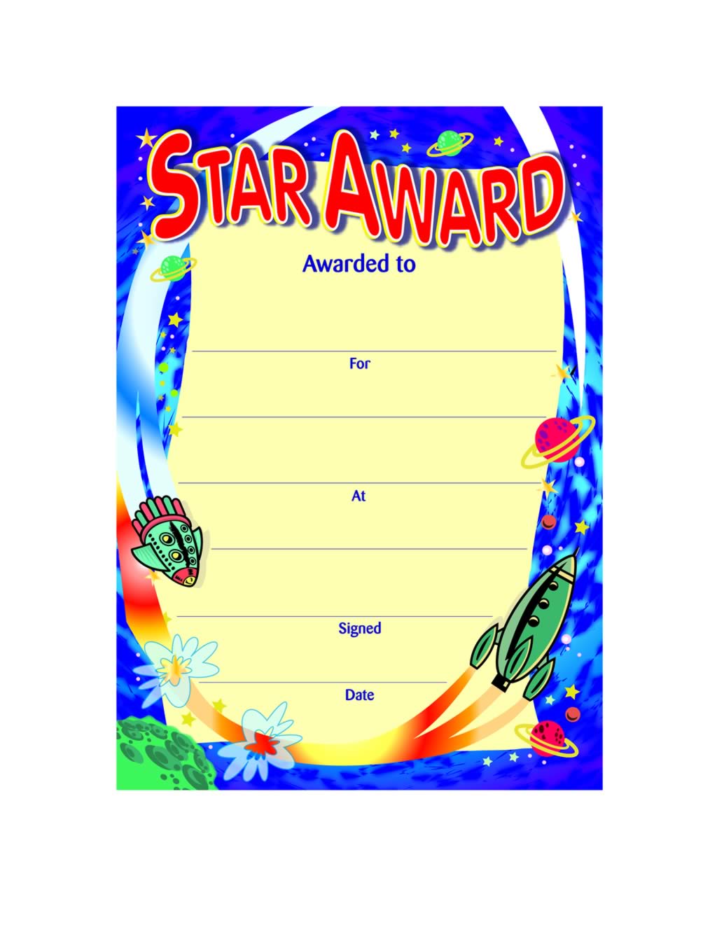 Star Award' Cosmic Certificate - School Merit Stickers