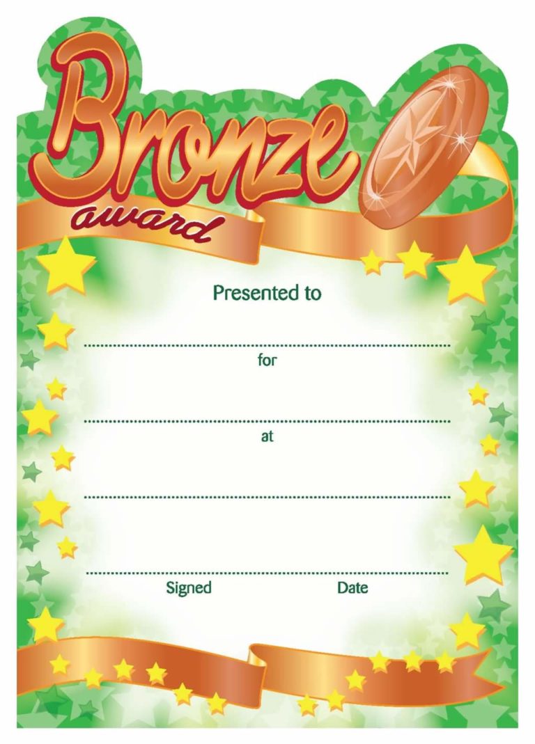 Bronze Award' Shaped Certificate - School Merit Stickers