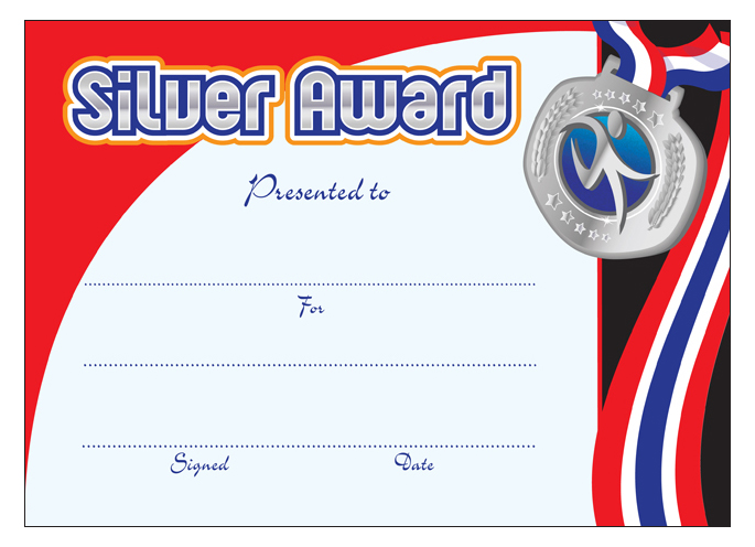 Silver Award' Olympic Certificate - School Merit Stickers
