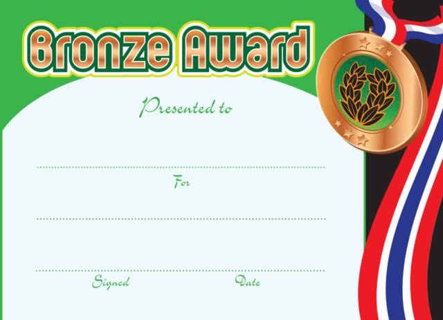 Bronze Award' Olympic Certificate - School Merit Stickers