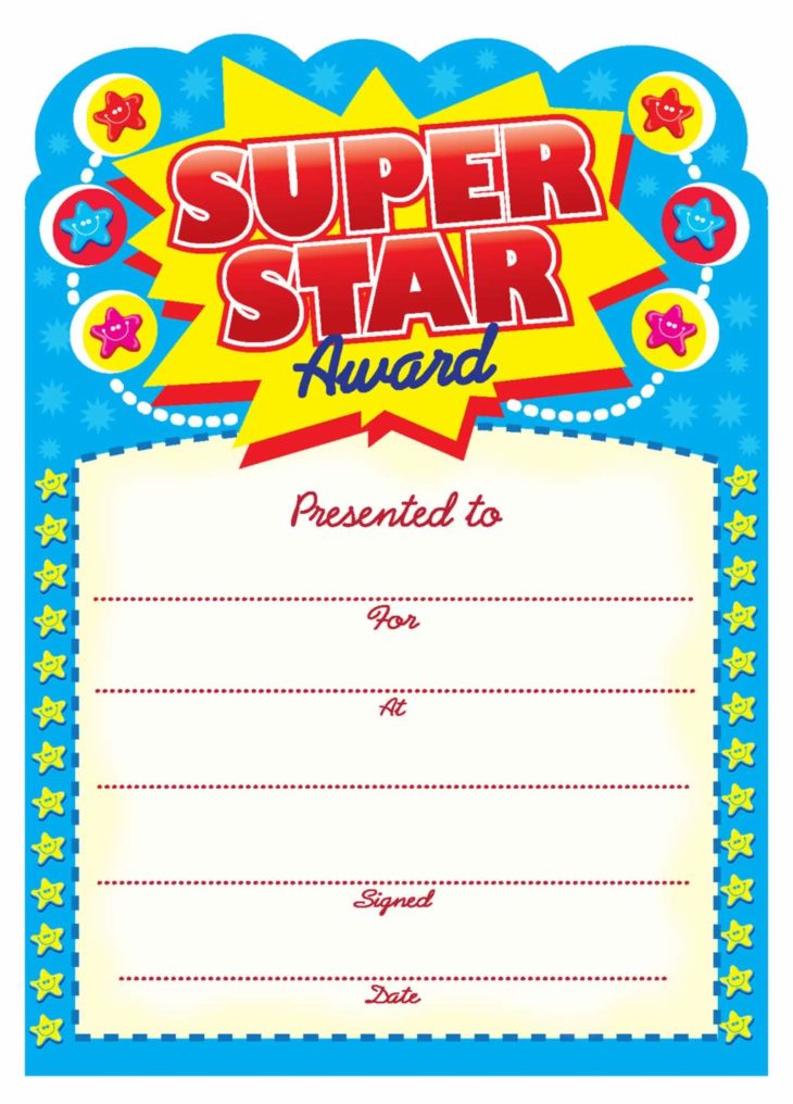 Super Star Award' Certificate - School Merit Stickers