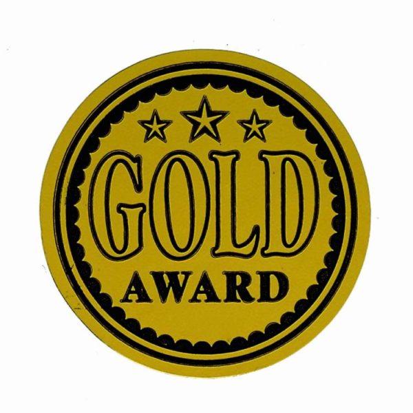 Metallic 'Gold Award' Sticker 43mm - School Merit Stickers