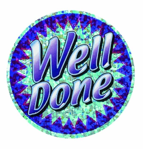 Metallic 'Well Done' Sticker - School Merit Stickers