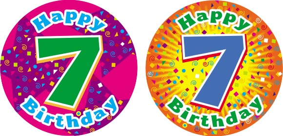7th Happy Birthday Sticker - School Merit Stickers