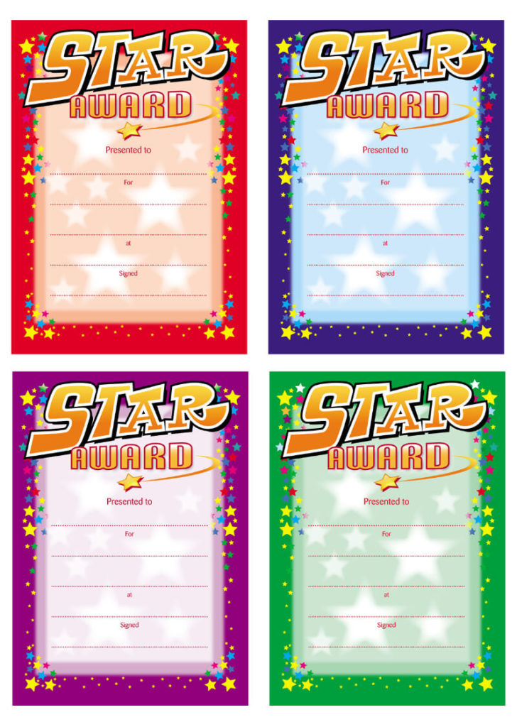 Star Award Certificate - School Merit Stickers
