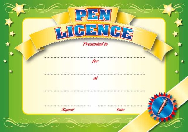Pen License Certificate - School Merit Certificates