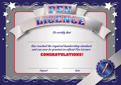 Pen Licence Certificates - School Merit Stickers