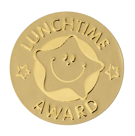 Metallic Embossed 'Lunchtime Award' Sticker - School Merit Stickers