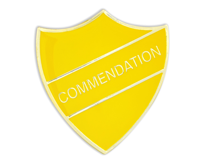 Commendation Yellow and Gold Badge (Pack Of 5) - School Merit Stickers