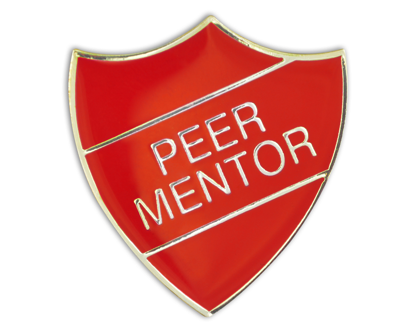 Peer Mentor Badge Red & Gold (Pack Of 5) - School Merit Stickers