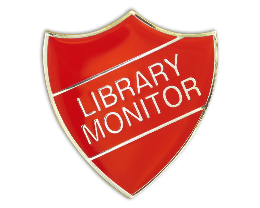Library Monitor Badge Red and Gold (Pack Of 5) - School Merit Stickers