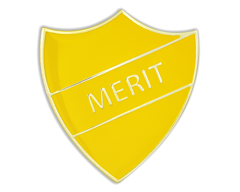 Merit Badge Yellow and Gold (Pack Of 5) - School Merit Stickers
