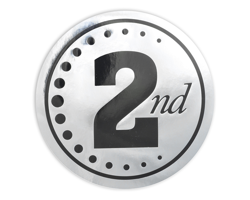 2nd Silver Jumbo Sticker - School Merit Stickers