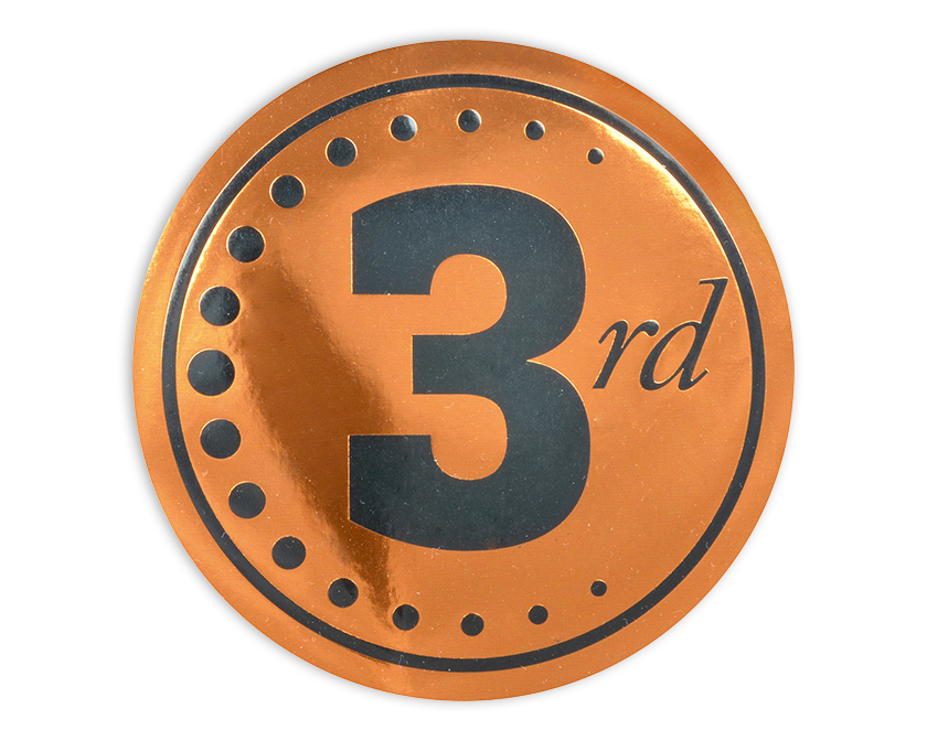 3rd Bronze Jumbo Sticker - School Merit Stickers