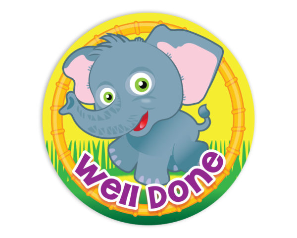 Well Done Animal Sticker 44mm - School Merit Stickers