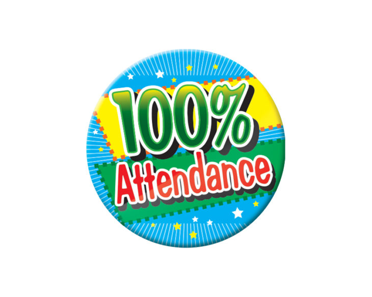 Attendance Button Badges - School Merit Stickers