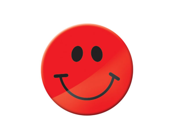 Smiling Face Red Button Badge - School Merit Stickers