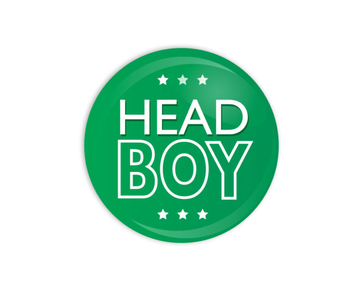 Head Boy Green Button Badge - School Merit Stickers
