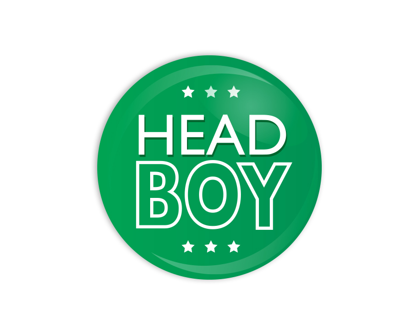 Head Boy Green Button Badge - School Merit Stickers