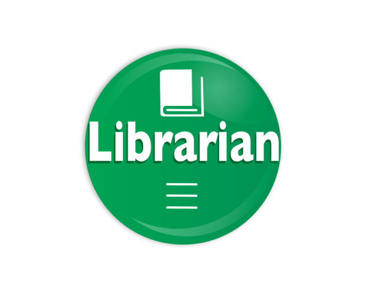 Librarian Green Button Badge - School Merit Stickers