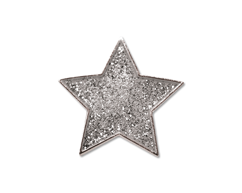 Silver Glitter Star Badge (Pack Of 5) - School Merit Stickers