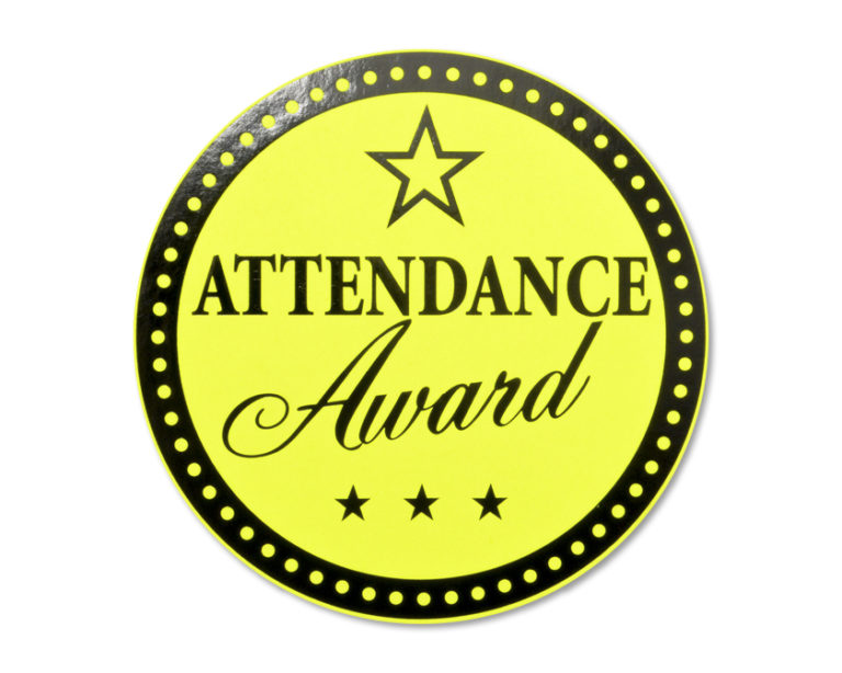 Jumbo Sticker Attendance Neon Design - School Merit Stickers