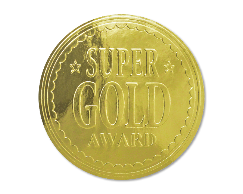 Metallic 'Super Gold Award' Sticker 44mm - School Merit Stickers