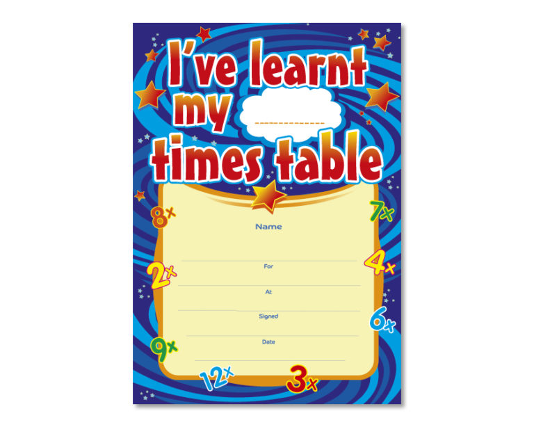 Times Tables Certificates - School Merit Stickers