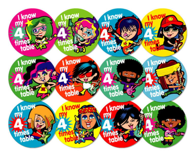 I Know My 4 Times Tables Stickers - School Merit Stickers