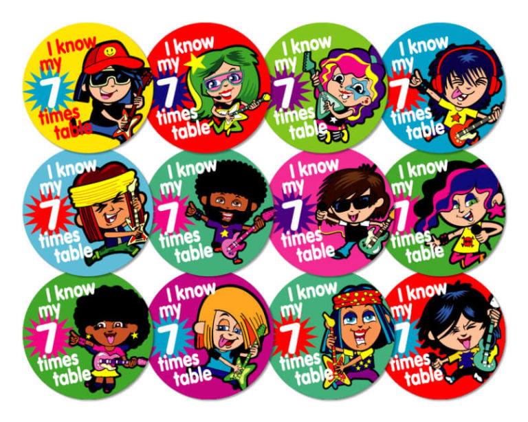 I Know My 7 Times Tables Stickers - School Merit Stickers