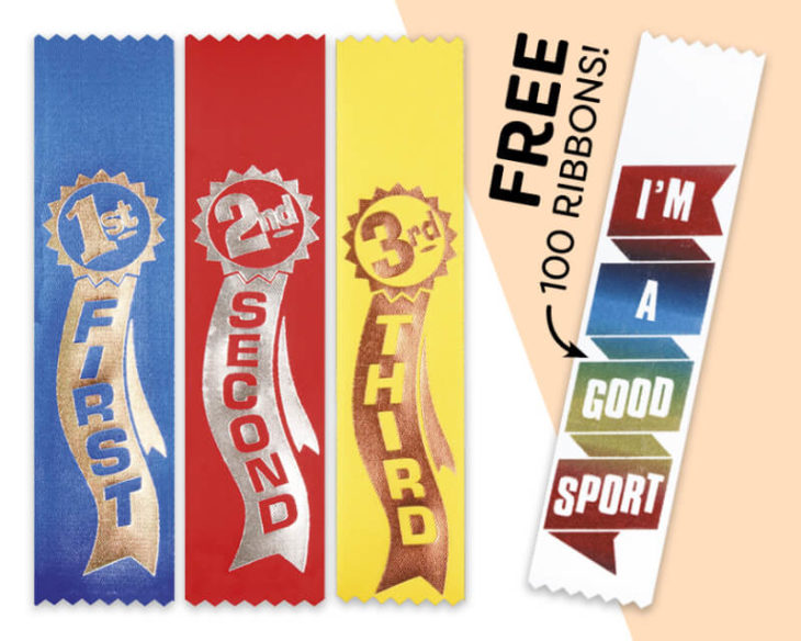 Metallic Sports Day Ribbons Big Box - School Merit Stickers