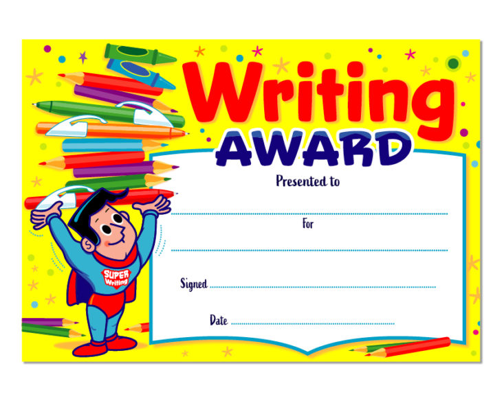 Writing Award Certificates - School Merit Stickers