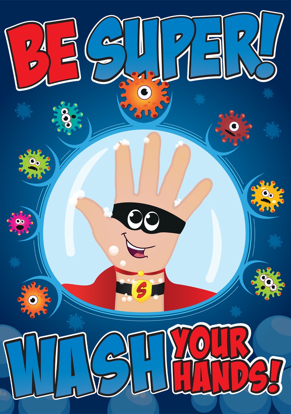 Super Hero Hand Wash Poster - School Merit Stickers