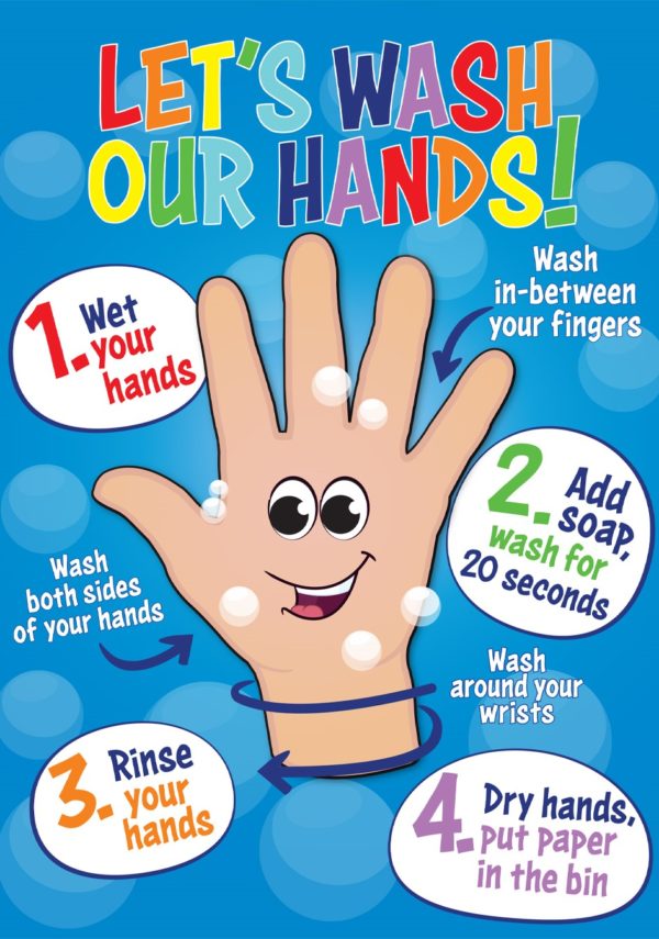 Smiley Hand Wash Poster - School Merit Stickers