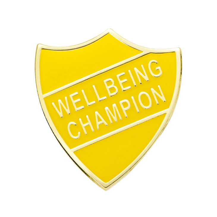 Wellbeing Champion Badge Yellow (Pack Of 5) - School Merit Stickers