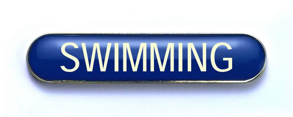SWIMMING badge blue (pack of 5) - School Merit Stickers