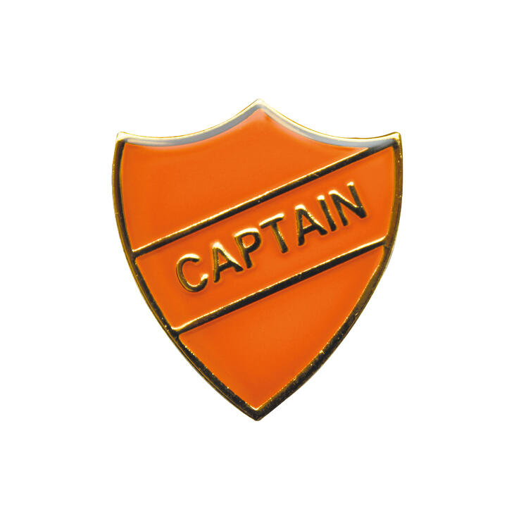 Captain Shield Enamel Badges (Orange) - School Merit Stickers