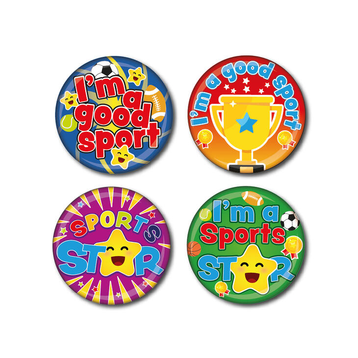 Sports. 1st, 2nd, 3rd and Well Done Badge Box - School Merit Stickers
