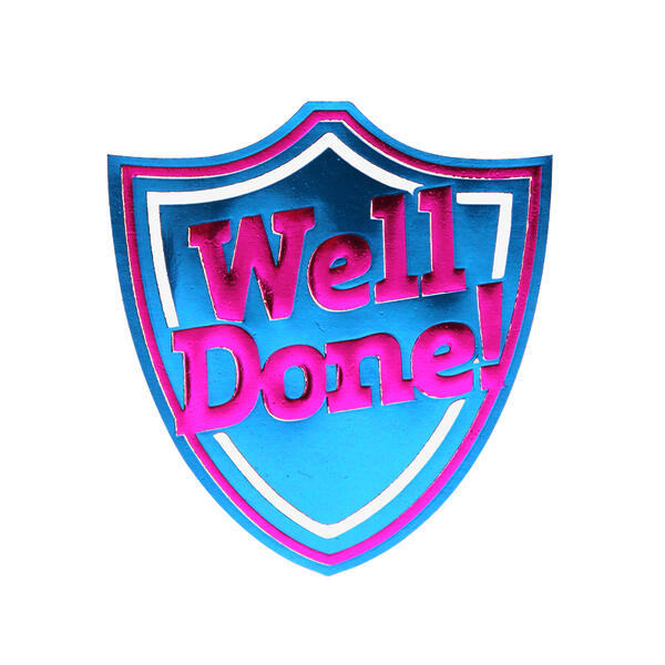 Metallic Well Done shield - School Merit Stickers