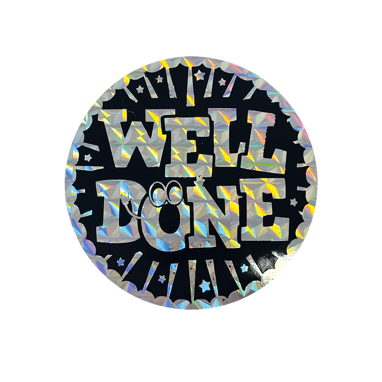 Metallic 'Well Done' Sticker 44mm - School Merit Stickers