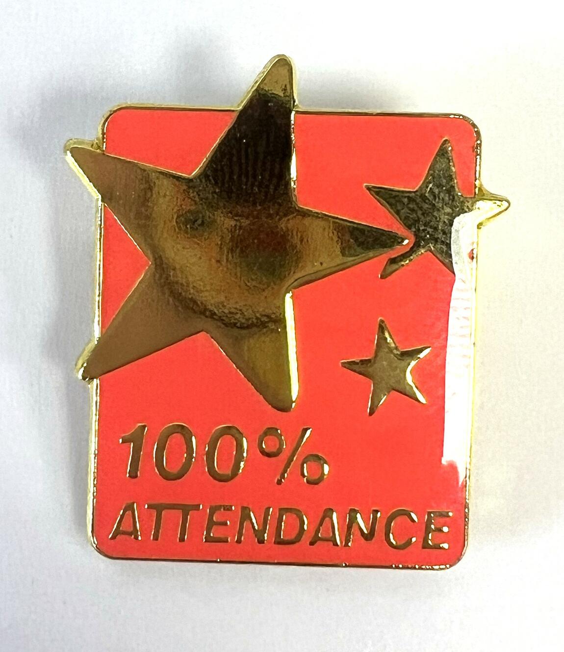 100% Attendance Badge - Neon Red (Pack Of 5) - School Merit Stickers